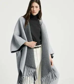 Brunello Cucinelli Wool-cashmere Reversible Poncho