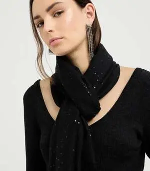 Brunello Cucinelli Cashmere-silk Embellished Scarf