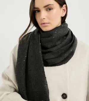 Brunello Cucinelli Cashmere-silk Embellished Scarf