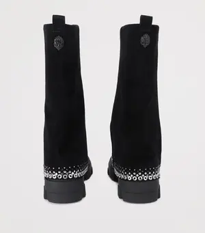 Kurt Geiger Suede Stomp Foldover Crystal Boots 50