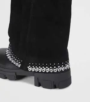 Kurt Geiger Suede Stomp Foldover Crystal Boots 50