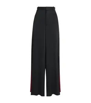 Polo Ralph Lauren Crepe Wide-leg Tuxedo Trousers - Black
