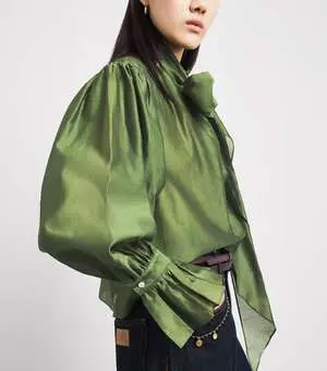 Polo Ralph Lauren Cotton-silk Tie-neck Blouse