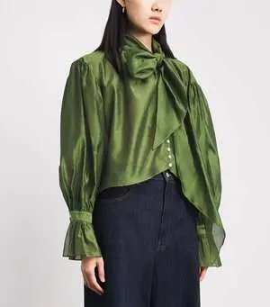 Polo Ralph Lauren Cotton-silk Tie-neck Blouse