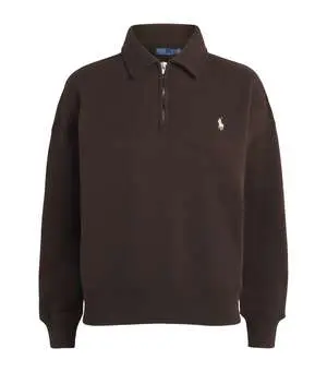 Polo Ralph Lauren Cotton-blend Quarter-zip Sweater - Brown