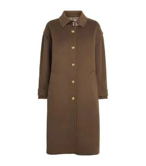 Sandro Wool Buckle-detail Coat - Green