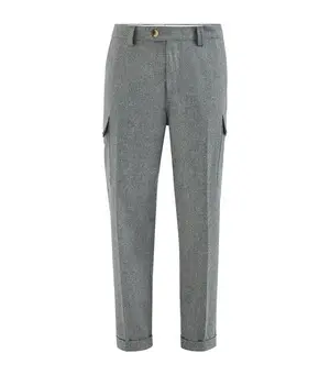 Brunello Cucinelli Virgin Wool Flannel Trousers - Grey