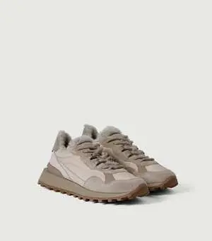 Brunello Cucinelli Suede Shearling Sneakers