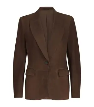 Brunello Cucinelli Suede Single-breasted Blazer - Brown