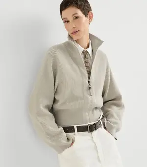 Brunello Cucinelli Cashmere-blend Zip-up Cardigan