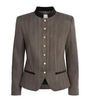 Sandro Stretch-wool Stripe Jacket - Brown