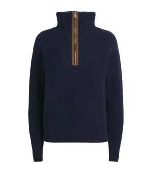 Sandro Wool-cashmere Half-zip Sweater - Blue