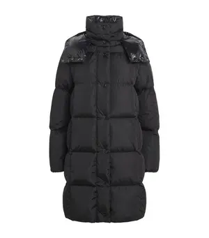 Moncler Water-repellent Down Little Long Coat - Black