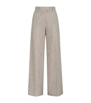 Brunello Cucinelli Sequin-embroidered Loose Pleated Trousers - Grey