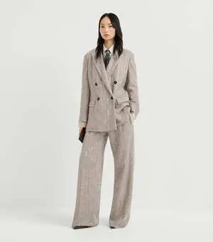 Brunello Cucinelli Sequin-embroidered Loose Pleated Trousers