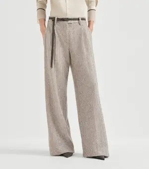 Brunello Cucinelli Sequin-embroidered Loose Pleated Trousers