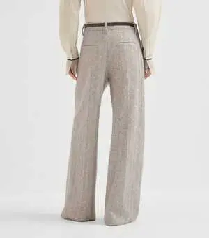 Brunello Cucinelli Sequin-embroidered Loose Pleated Trousers