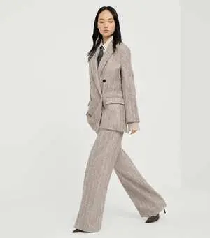 Brunello Cucinelli Sequin-embroidered Loose Pleated Trousers