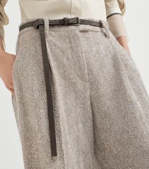 Brunello Cucinelli Sequin-embroidered Loose Pleated Trousers