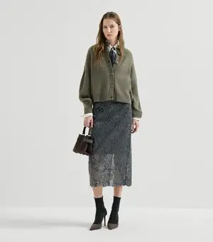 Brunello Cucinelli Sequin-embellished Lace Skirt