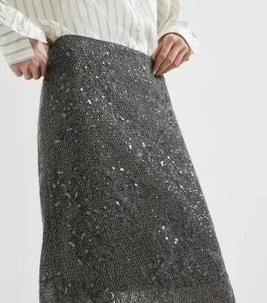 Brunello Cucinelli Sequin-embellished Lace Skirt
