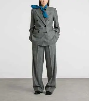 Givenchy Wool Check Wide-leg Trousers - Grey