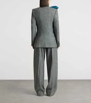 Givenchy Wool Check Wide-leg Trousers