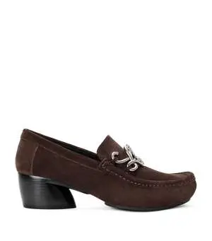 Loewe Leather Oval Double L Heeled Loafers 45