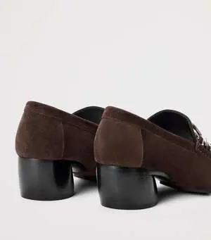 Loewe Leather Oval Double L Heeled Loafers 45