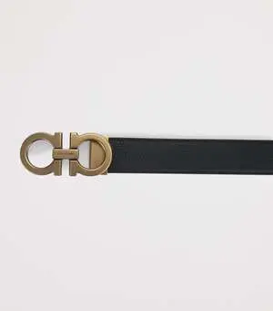FERRAGAMO Leather Double Gancini Belt