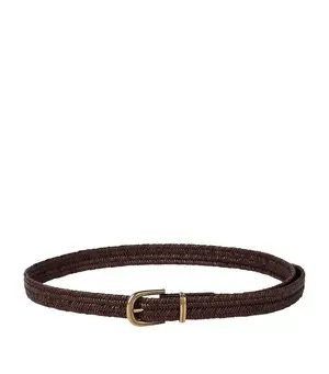 Brunello Cucinelli Leather-blend Braided Belt - Yellow