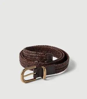 Brunello Cucinelli Leather-blend Braided Belt