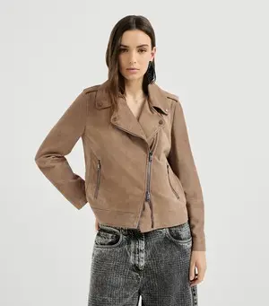 Brunello Cucinelli Suede Biker Jacket