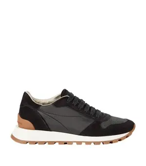 Brunello Cucinelli Suede Technical Running Sneakers - Black