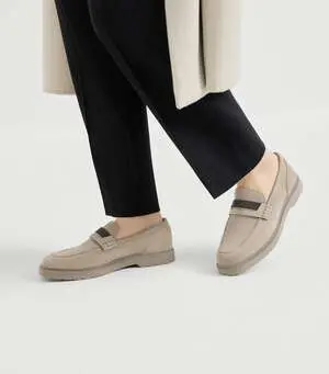 Brunello Cucinelli Suede Monili Penny Loafers