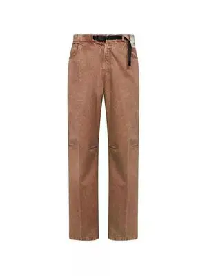 WHITE SAND Belted Faded-effect Trousers