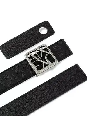 Armani Exchange Logo-plaque Pebbled Belt - Black
