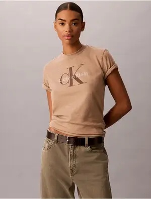 Calvin Klein Calvin Klein Rhinestone Monologo Classic Tee Amphora