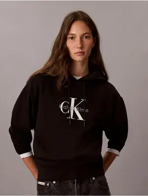 Calvin Klein Calvin Klein Rhinestone Monologo Fleece Hoodie Black