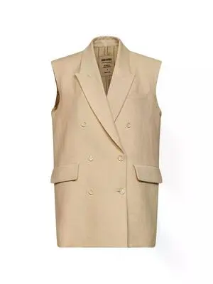 UMA WANG Double-breasted Sleeveless Waiscoat - Neutrals