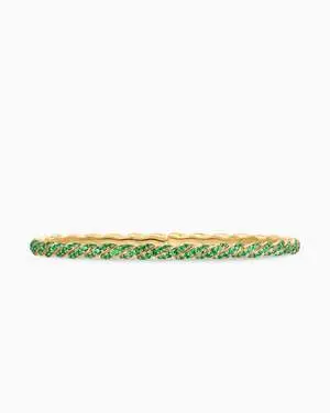 David Yurman Sculpted Cable Flex® Bracelet In 18k Yellow Gold With Emeralds - Emerald