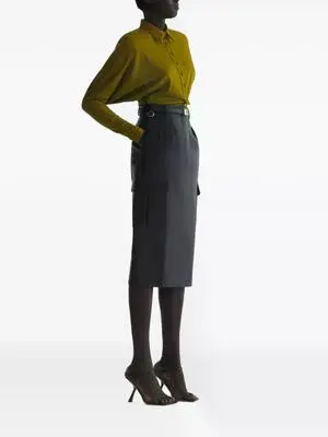 MUGLER Kaki Batsleeves Polo Bodysuit