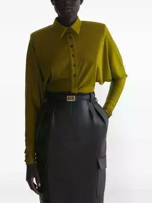 MUGLER Kaki Batsleeves Polo Bodysuit