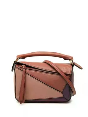 Loewe 2021 Mini Tricolor Calfskin Puzzle Satchel - Brown