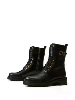 TWINSET Logo-buckle Lace-up Combat Boots