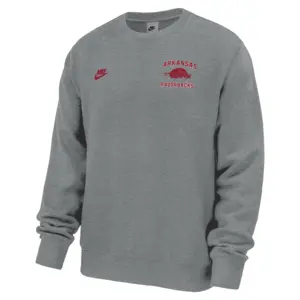 Nike Arkansas Razorbacks Club Football Fleece Crew-neck Sweatshirt - Grey