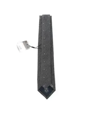 Corneliani Herringbone-patterned Polka-dot Tie - Grey