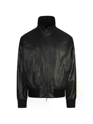 GIORGIO BRATO Zip-up Leather Bomber Jacket - Black
