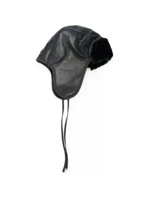 ARTE ANTWERP Leather Trapper Hat - Black