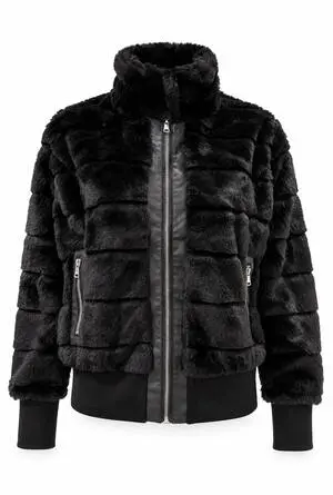 JAMES LAKELAND Panelled Faux Fur Jacket - Black